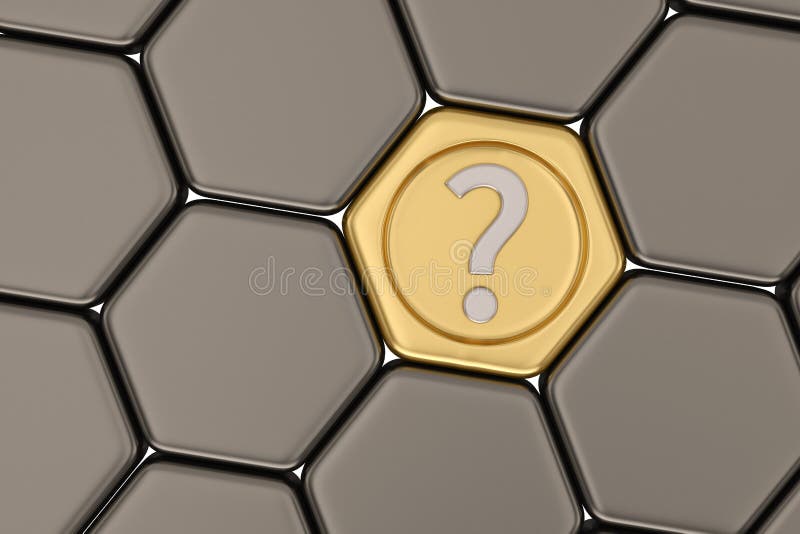 Metal Question Mark with Hexagon. 3D Illustration Stock Illustration ...