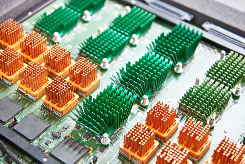 Metal Radiators on Microcircuit Chips Stock Image - Image of cooling ...
