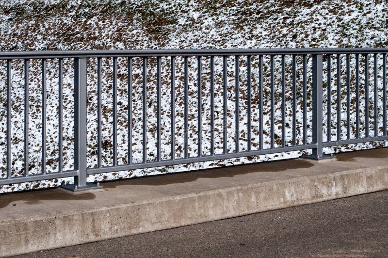 The Metal Railing of a Bridge Over a Railway Line Stock Photo - Image ...