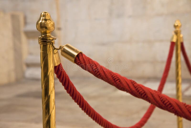 Metal Railing Stand with Red Rope for Museum or Exhibition Stock Image ...