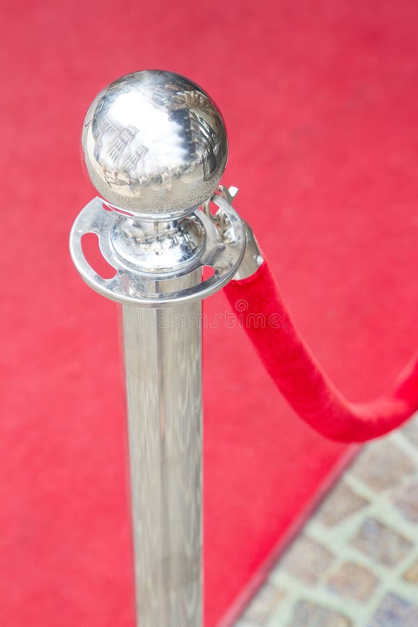 Metal Railing Stand with Red Rope for Museum or Exhibition Stock Image ...