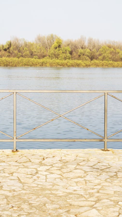 Metal Railing on Waterfront Stock Image - Image of season, railing ...
