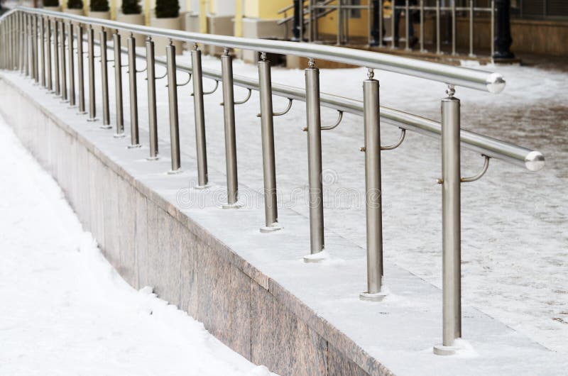 Metal Railings for Pedestrians. Stock Photo - Image of railings ...