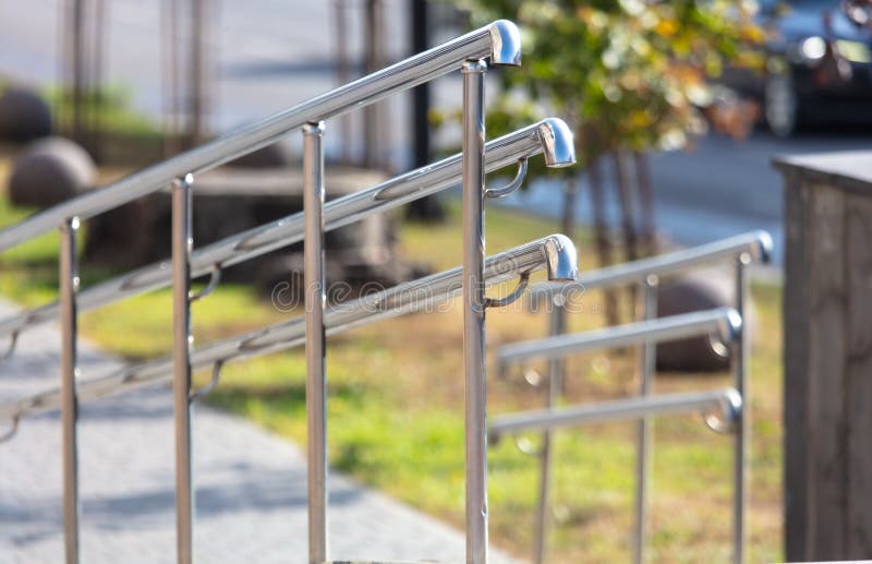 Metal Railings on the Stairs in the Park Stock Image - Image of park ...