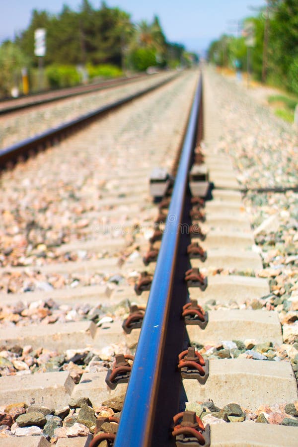 Metal Rails for the Train To Run on a Sunny Day Stock Photo - Image of ...