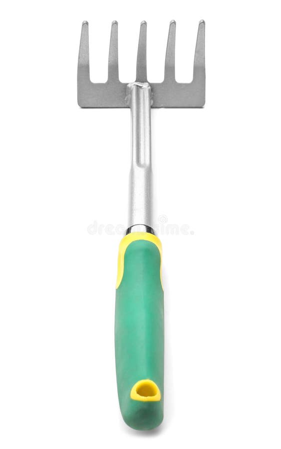 Metal Rake for Gardening on White Background Stock Image - Image of ...