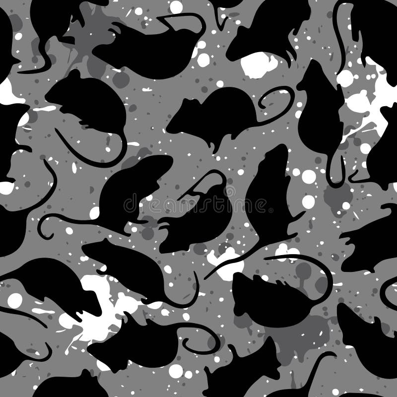 Metal Rat Seamless Pattern on Grey Background Stock Vector ...