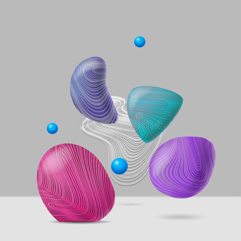 Realistic Scene with Group of Flying Objects Stock Vector ...