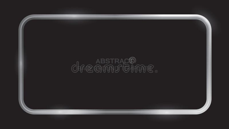Metal Rectangle Frame with Shining Effects Template on Black Background ...