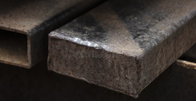 Steel Profile in Workshop. Rod Made of Metal. Steel Part for ...