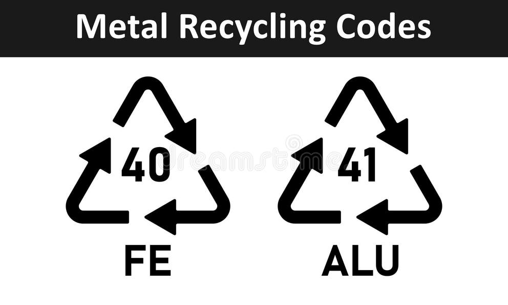 Metal Recycle Code Icon Set Stock Vector - Illustration of industry ...