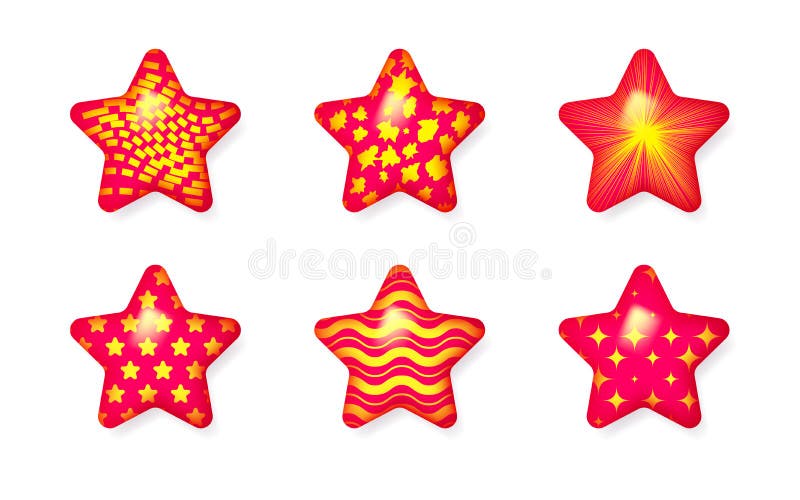 Red Stars Set. Set of Realistic Stars Stock Vector - Illustration of ...