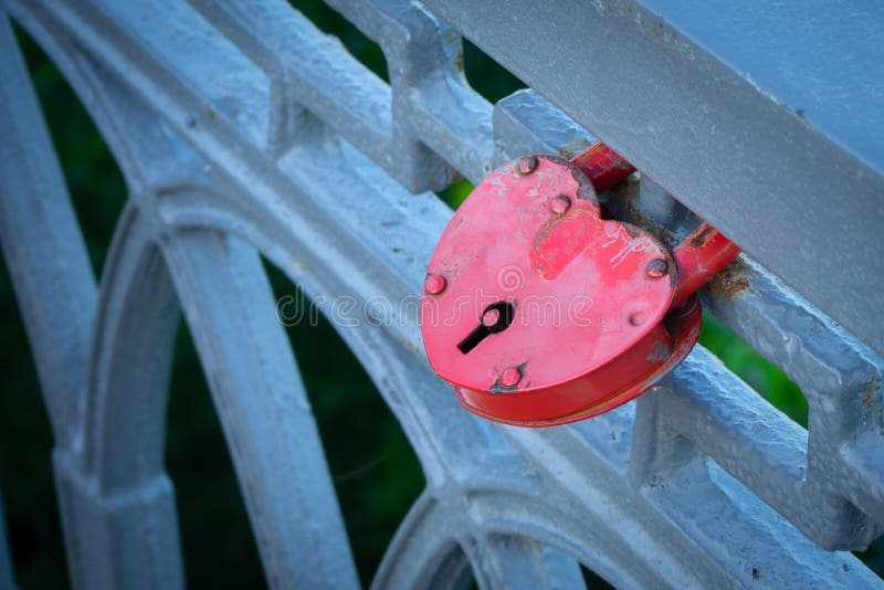 Metal Red Lock, Locked on a Railing Stock Image - Image of locked ...