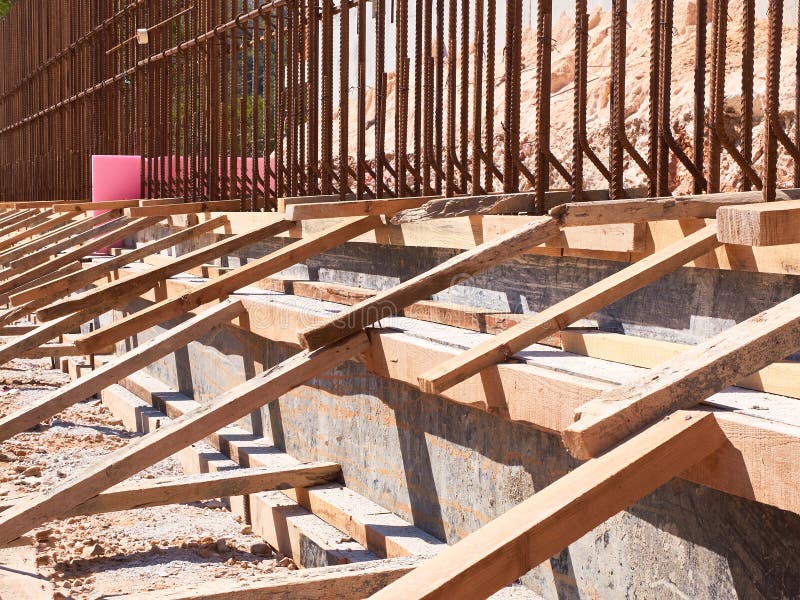 Metal Reinforcement Framework and Formwork of Retaining Wall Stock ...