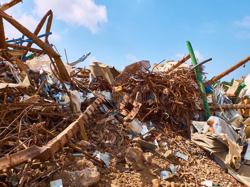 Metal Reinforcement Parts and Other Construction Debris at Construction ...