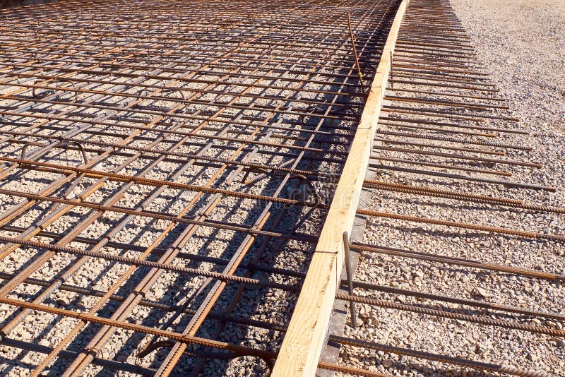 Metal Reinforcement of Road Concrete Foundation Plate Stock Image ...