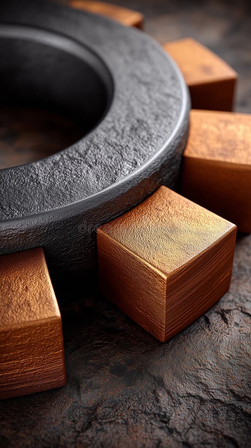 Metal Ring Encircled by Polished Wooden Blocks on Rough Surface ...