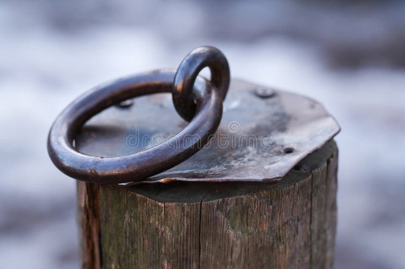 Metal ring on a pole stock photo. Image of ring, heavy - 355797272