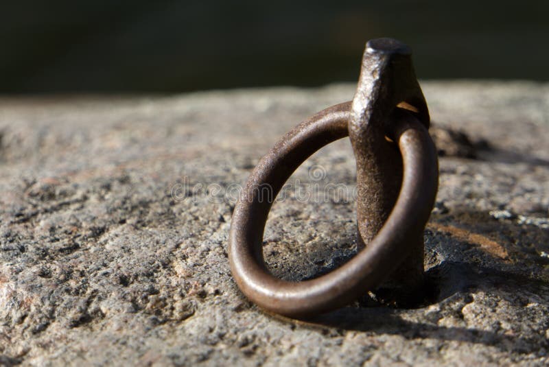 Metal Ring in Rock by the Shore Stock Image - Image of shadow, hard ...
