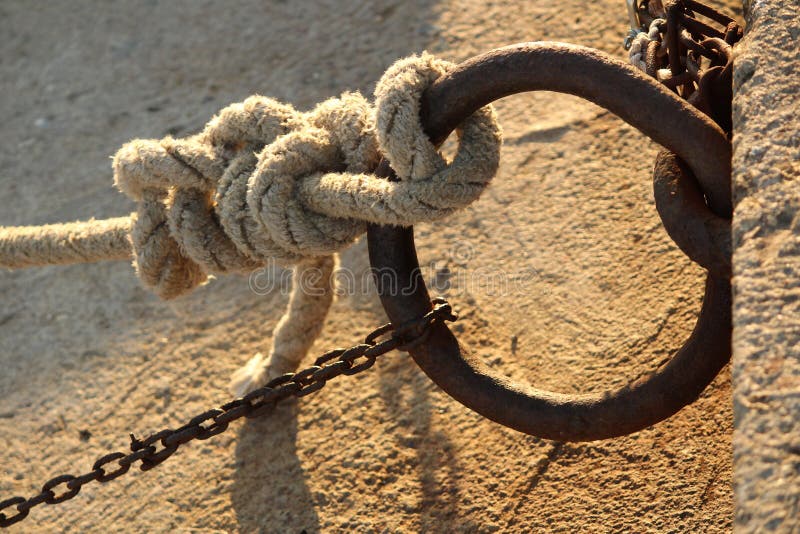 Metal Ring and Rope for Mooring Boats Stock Image - Image of season ...