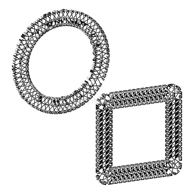 Metal Ring Shape. Chain Square Element. Abstract Silver Figure. Vector ...