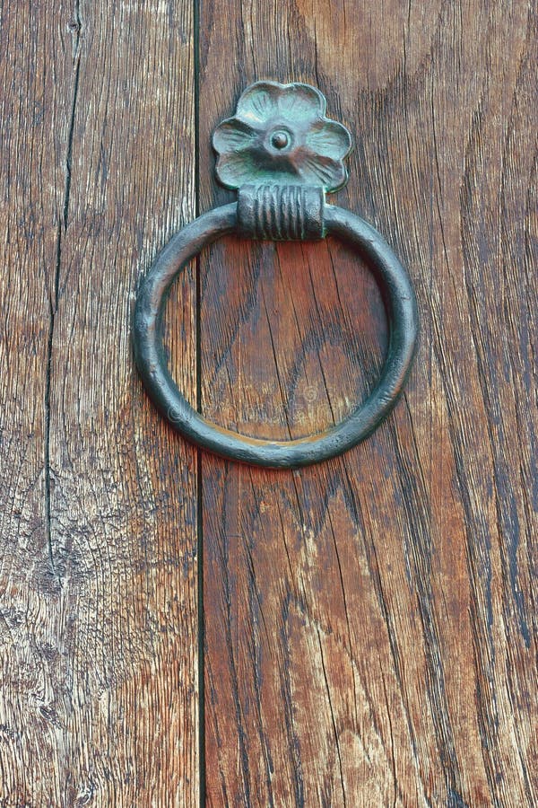 The Metal Ring on a Wooden Door Stock Image - Image of outdated, wood ...