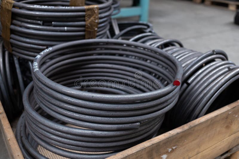 Metal rings at the factory stock image. Image of manufacturing - 267729617