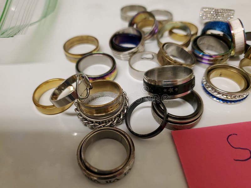 Metal rings in a pile stock photo. Image of tableware - 209642826