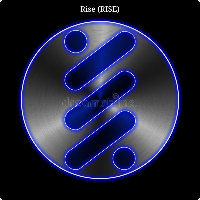Metal Rise RISE Coin Witn Blue Neon Glow. Stock Vector - Illustration ...