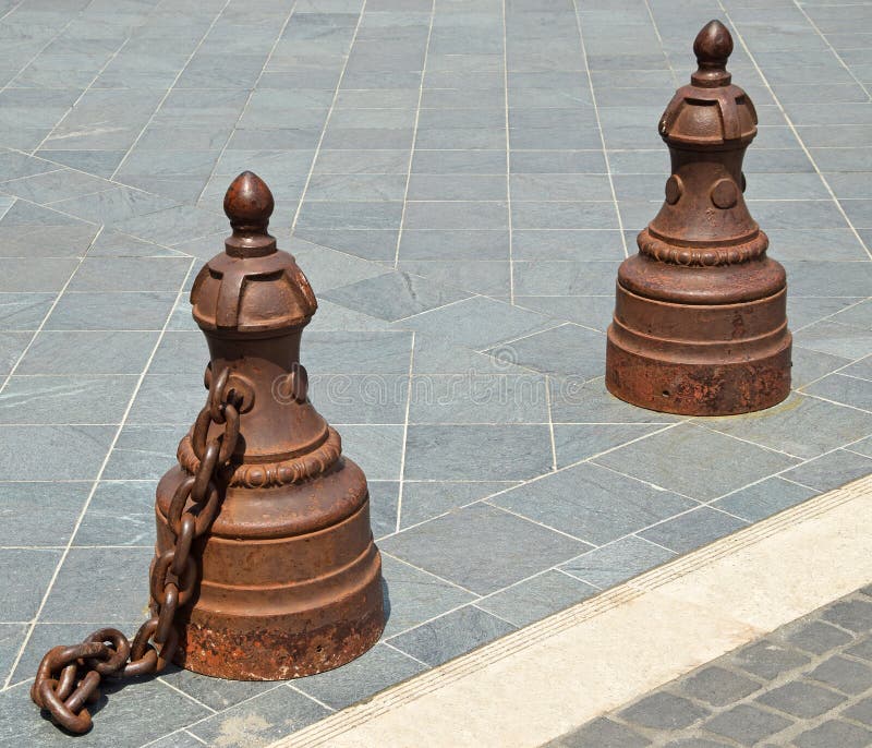 Metal road blocks stock image. Image of angle, column - 55643401