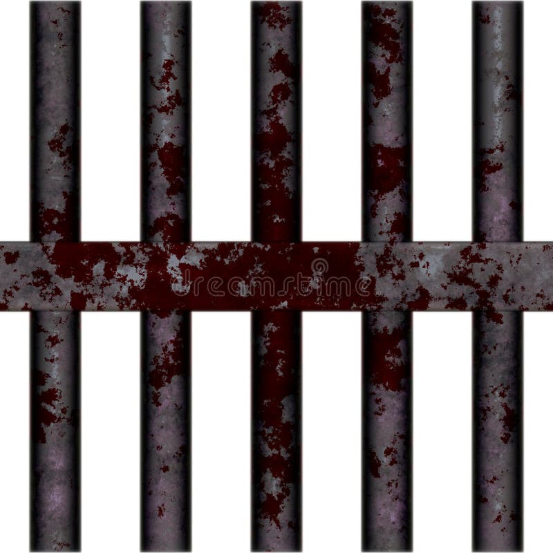 Metal Roasted Prison Wide Jail Bars. with Rust and Blood Splatters ...