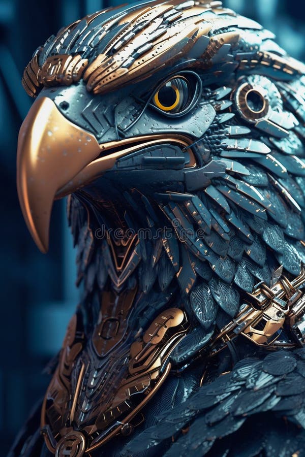 Metal Robo Eagle Portrait. Generative Ai Stock Illustration ...