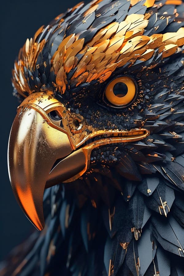 Metal Robo Eagle Portrait. Generative Ai Stock Illustration ...