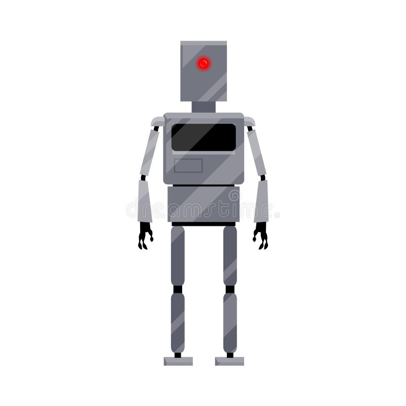 Metal Robot Character with Long Legs and Arms Stock Vector ...