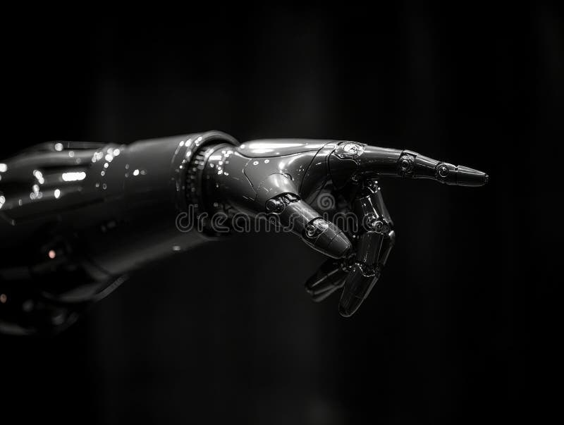 Metal Robot Hand Reaching Out with Precision, Showcasing Intricate ...