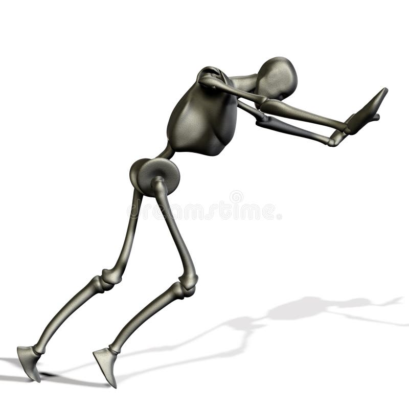 Metal robot pushing stock illustration. Illustration of person - 26473882