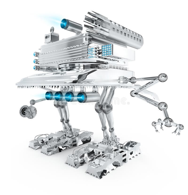 Metal Robot Warrior of Future Stock Illustration - Illustration of ...