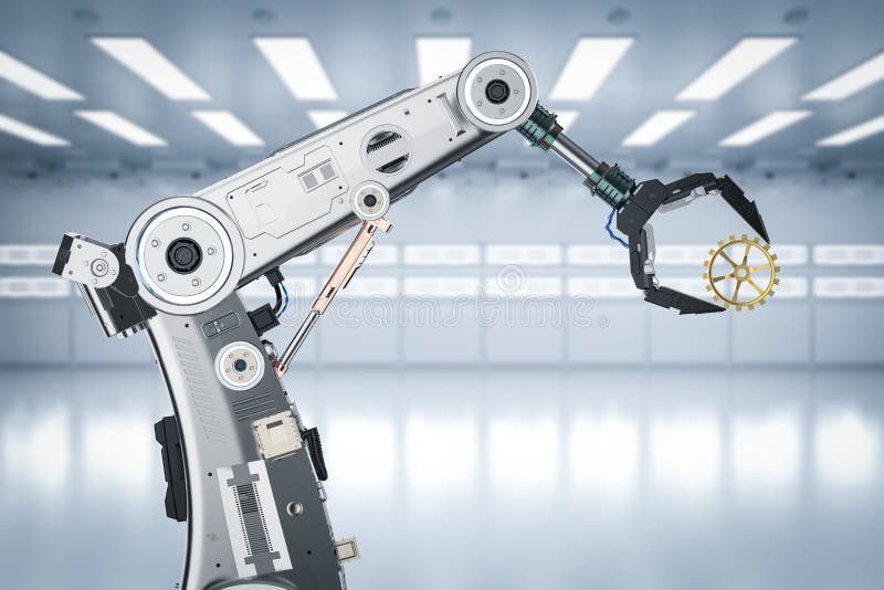 Metal Robotic Arm with Gear for Engineering Industry Stock Illustration ...