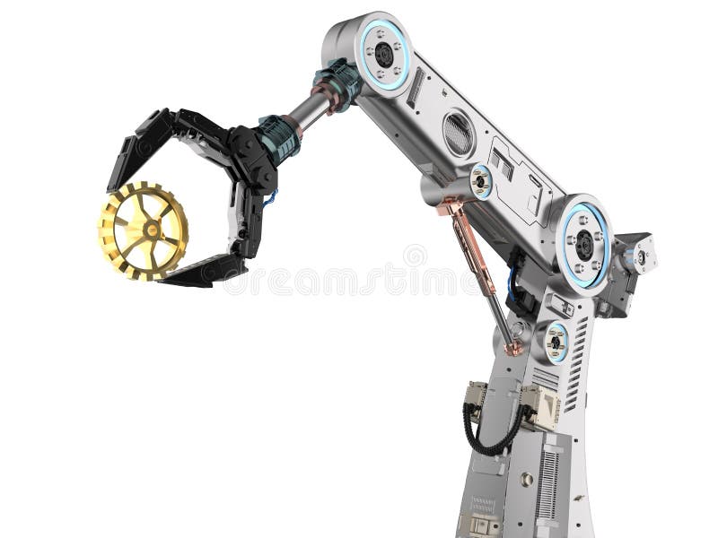 Metal Robotic Arm with Gear for Engineering Industry Stock Illustration ...