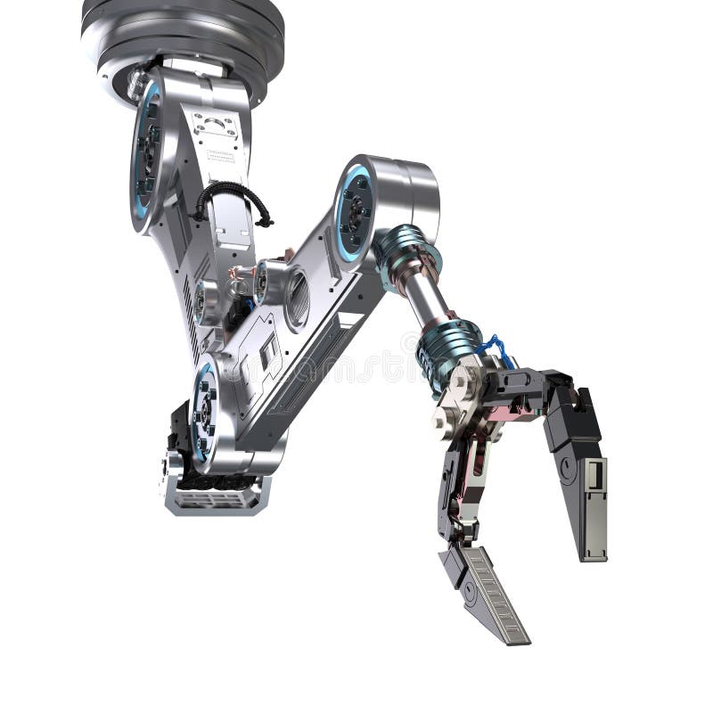 Metal robotic arm isolated stock illustration. Illustration of ...