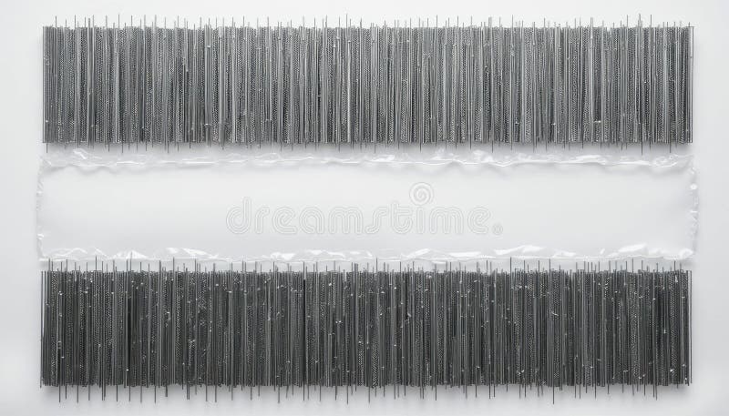Metal Rods Arrayed in Parallel Lines with Packing Material Overhead ...