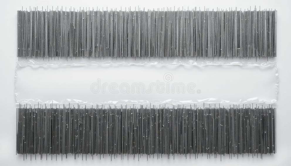 Metal Rods Arrayed in Parallel Lines with Packing Material Overhead ...