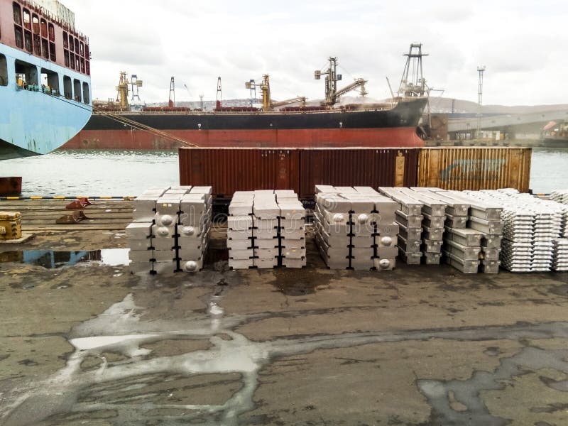 The Metal Rods Folded on the Port Site for Export. Temporary Storage in ...