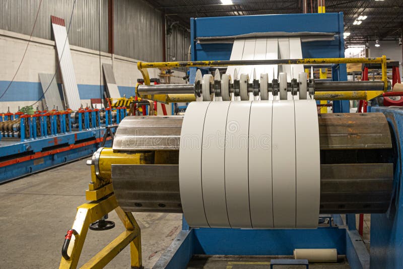 Metal Roll of Coil on Decoiling Machine Stock Photo - Image of ...