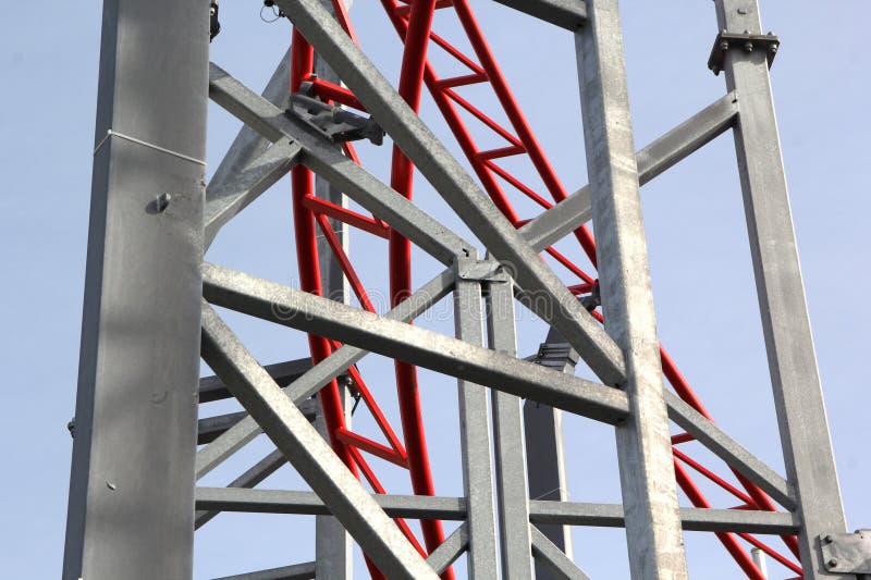 Metal Roller Coaster Close Up with Red Rails Stock Image - Image of ...