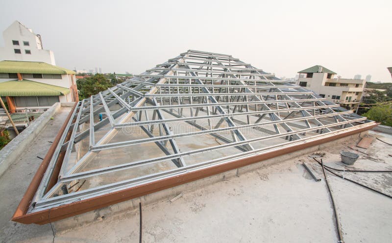 Metal roof structure stock image. Image of lens, construction - 51518307
