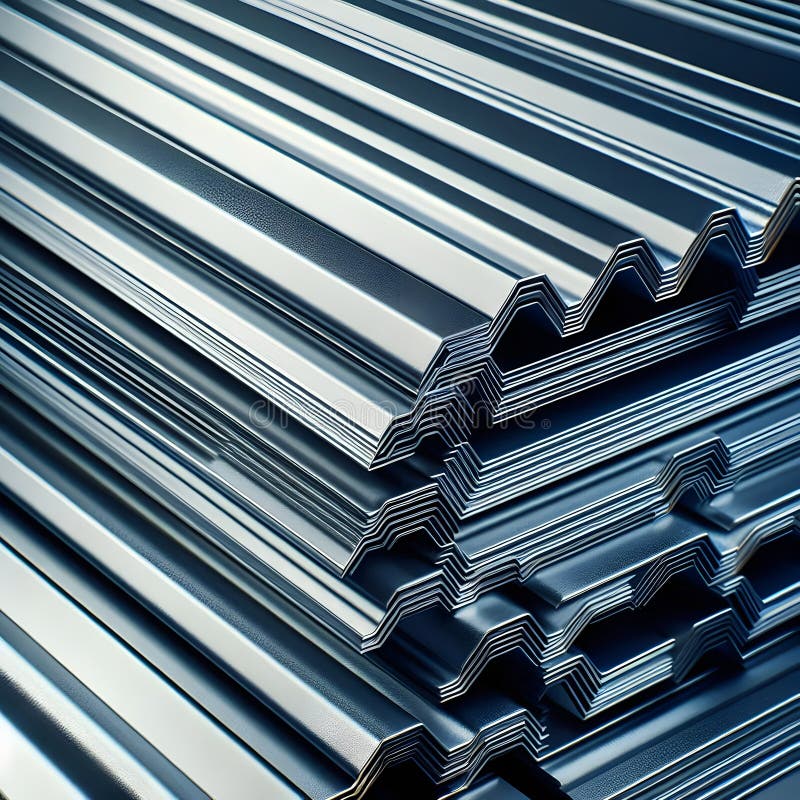 Metal Roofing Sheets with Corrugated Texture Stacked in Organized Rows ...