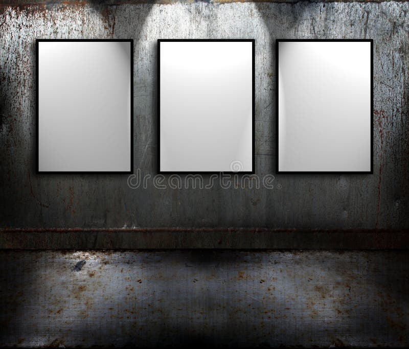 Metal room with signs stock illustration. Illustration of framed - 8635685