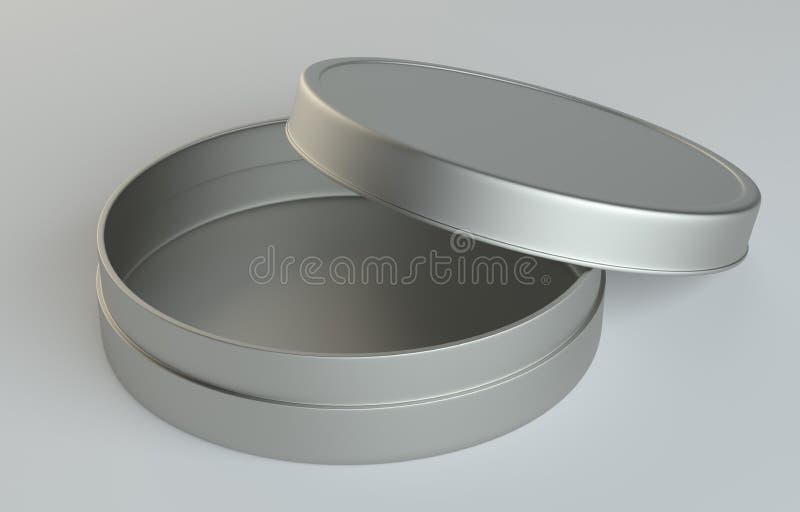 Metal Round Box on Gray Background Stock Illustration - Illustration of ...