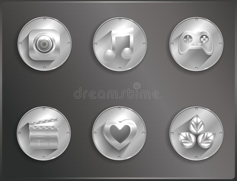 Metal Round Icons Steampunk, Flat. Arrows Stock Vector - Illustration ...